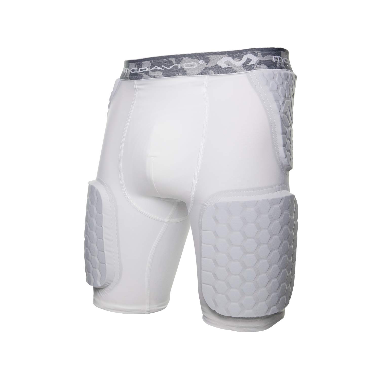 McDavid HEX Dual-Density Thudd Short, Dual-density Pads for Thighs, Hips & Tailbone, Helps Reduce Pulls & Fatigue, Moisture-Wicking Fabric, Adult Size White