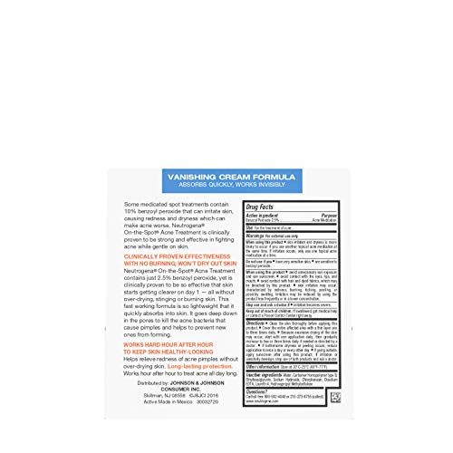 Neutrogena On-The-Spot Acne Spot Treatment with 2.5% Benzoyl Peroxide Acne Treatment Medicine to Treat Face Acne, Gentle Benzoyl Peroxide Pimple Gel for Acne Prone Skin,.75 oz (Pack of 6)