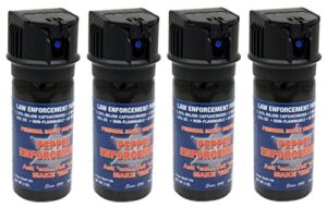 pepper enforcement 2 oz. splatter stream pepper spray for self defense 4 pack - maximum strength 10% oc police formula, flip top safety tactical design, personal protection devices