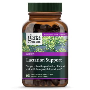 gaia herbs lactation support, vegan liquid capsules, 120 count - lactation supplement for breastfeeding mothers, supports healthy milk flow & enhances breast milk nutrition, packaging may vary