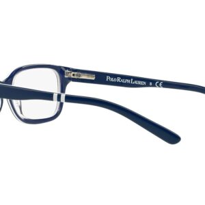 Polo Ralph Lauren Kids' PP8520 Rectangular Prescription Eyewear Frames, Navy Blue On White/Crystal/Demo Lens, 46 mm