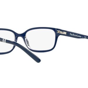 Polo Ralph Lauren Kids' PP8520 Rectangular Prescription Eyewear Frames, Navy Blue On White/Crystal/Demo Lens, 46 mm