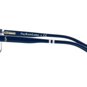 Polo Ralph Lauren Kids' PP8520 Rectangular Prescription Eyewear Frames, Navy Blue On White/Crystal/Demo Lens, 46 mm