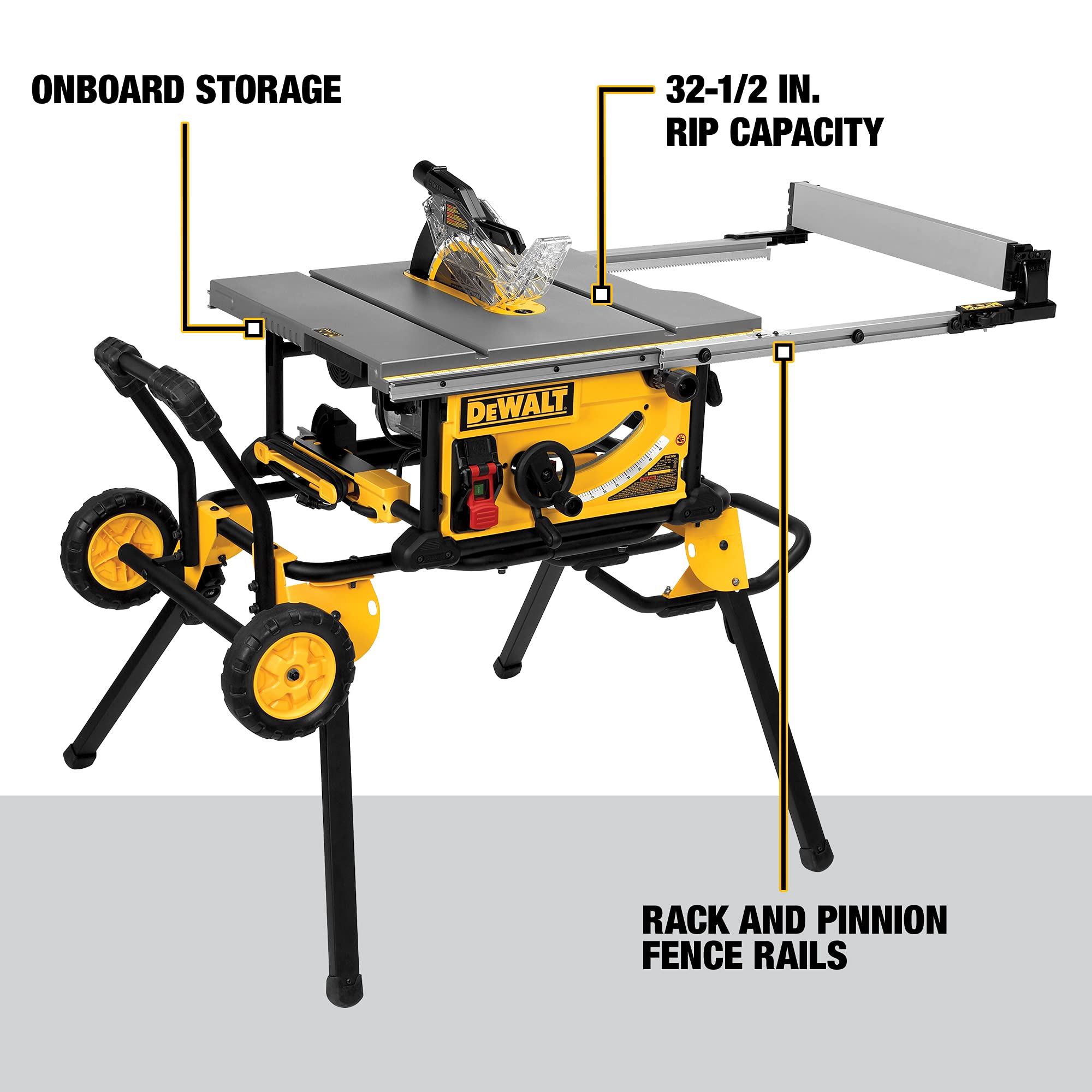 DEWALT (DWE7491RS) 10-Inch Table Saw, 32-1/2-Inch Rip Capacity, Yellow/Black/Silver