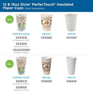 Dixie PerfecTouch 12 oz. Insulated Paper Hot Coffee Cup and Lid Set by GP PRO (Georgia-Pacific) Coffee Haze and White, 5342COMBO600, 300 Cups and 300 Lids (50 Cups and Lids Per Pack, 6 Packs Per Case)