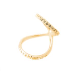 spinningdaisy gold plated double layer crystal cross ring