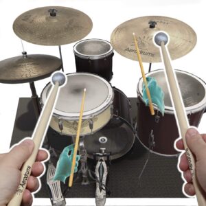 aerodrums portable electronic drum set - air drum sticks & pedals - practice drum accessory more quiet than pads - full midi electric drum kit that fits a small tabletop or bag - drummer gift