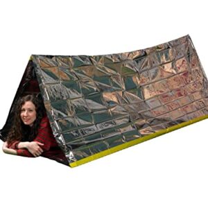 Emergency Thermal Tent- Reflective Mylar Survival Shelter- XL Size Waterproof Lightweight Tube Tent- Insulated Retains Heat and Fits 2 Adults in All Weather- Outdoors, Hiking, Bug Out Bag- 8 x 3 Feet