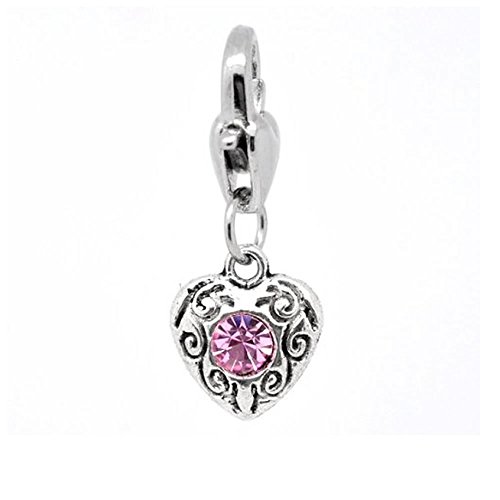 Sexy Sparkles Clip-on Birthstone Rhinestone Heart Charms