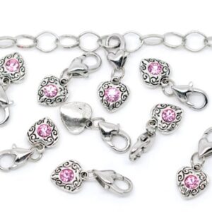 Sexy Sparkles Clip-on Birthstone Rhinestone Heart Charms