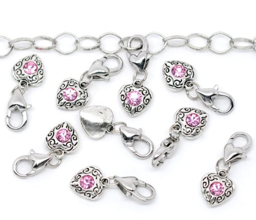 Sexy Sparkles Clip-on Birthstone Rhinestone Heart Charms