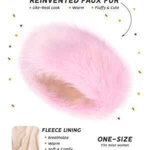 Futrzane Classic Headband - Faux Fur Headbands for Women - Furry Band for Winter (ONE, Pink Classic)