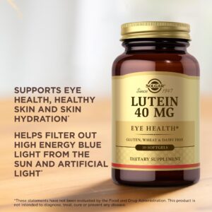 SOLGAR Lutein 40 mg - 30 Softgels, Pack of 3 - Supports Eye Health - Gluten Free, Dairy Free - 90 Total Servings