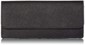 royce leather rfid blocking credit card clutch wallet in saffiano leather, black, one size