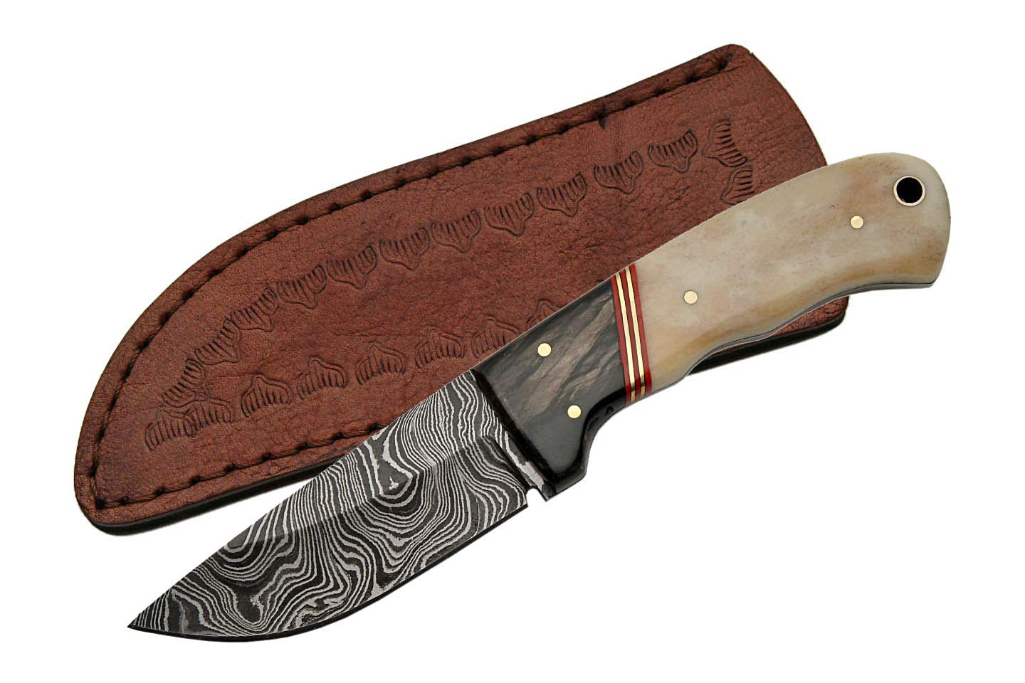 Szco Supplies Bone Damascus Hunting Knife