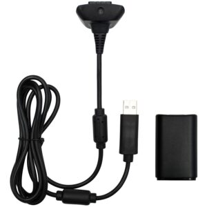 ostent 2 in 1 charger cable + rechargeable battery pack for xbox 360 wireless controller color black