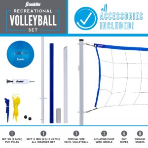 Franklin Sports Volleyball Set - Beach and Backyard Volleyball Net Set - Portable Volleyball Net and Ball Set with Poles and Ground Stakes - Recreational 20" x 18", White