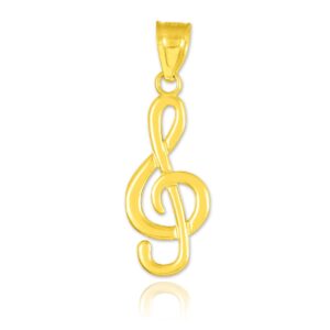 10k gold treble clef pendant