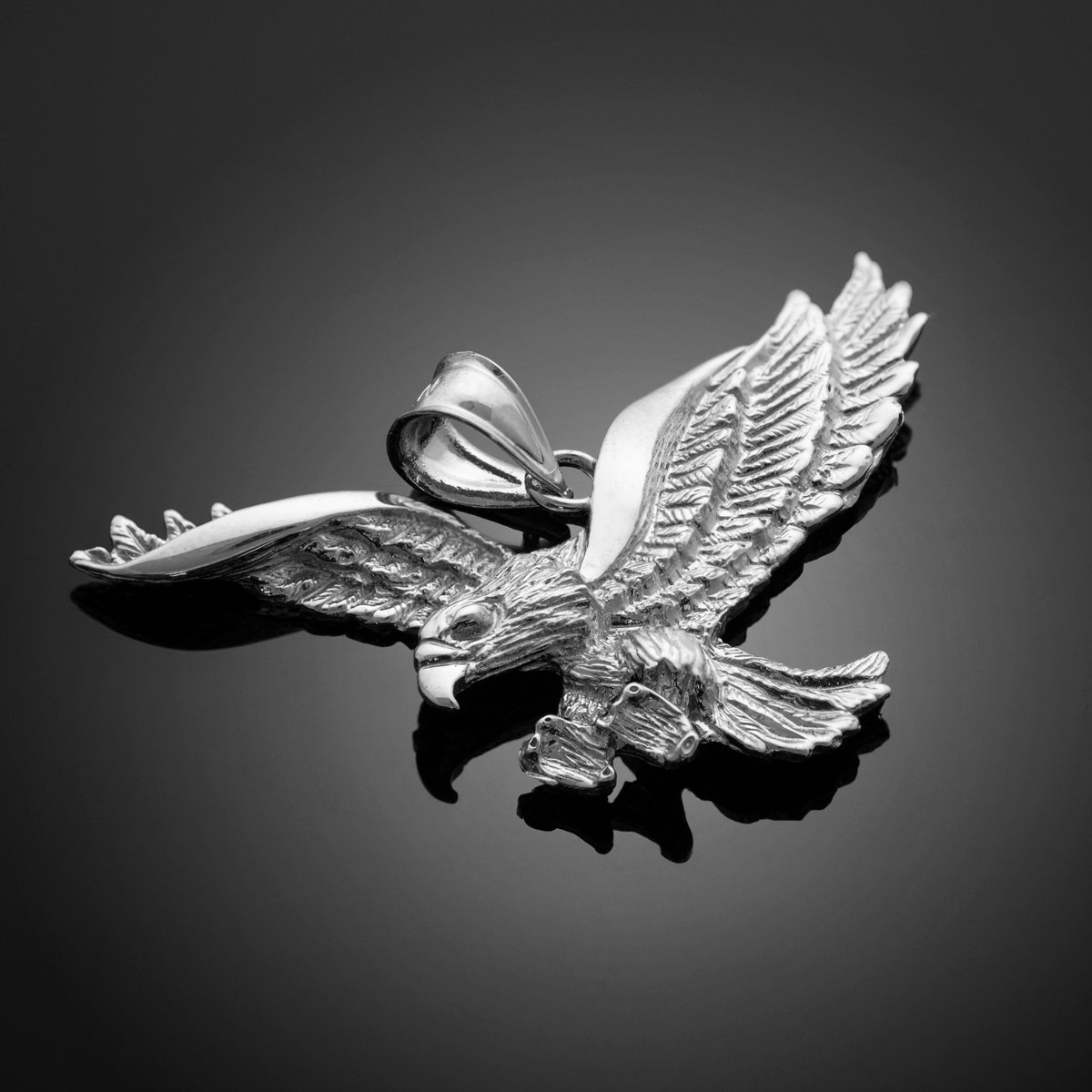 Animal Kingdom 14k White Gold Flying Eagle Pendant