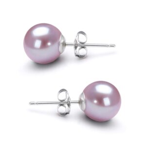 japanese freshwater cultured pearl earrings stud aaa graded 6mm lavender stud earrings for women with sterling silver settings and jewelry gift box - orien jewelry