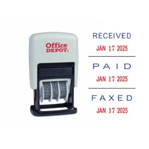 office depot self-inking 3-in-1 micro dater, red/blue, 032538