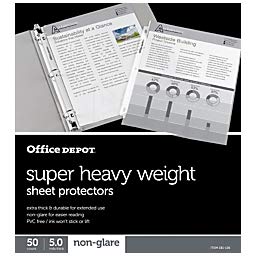 Office Depot Super Heavyweight Non-Glare Sheet Protectors, Pack of 50, OD181116