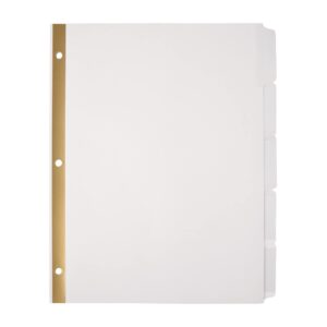 office depot plain dividers with tabs and labels, white, 5-tab, pack of 25 sets, 11353