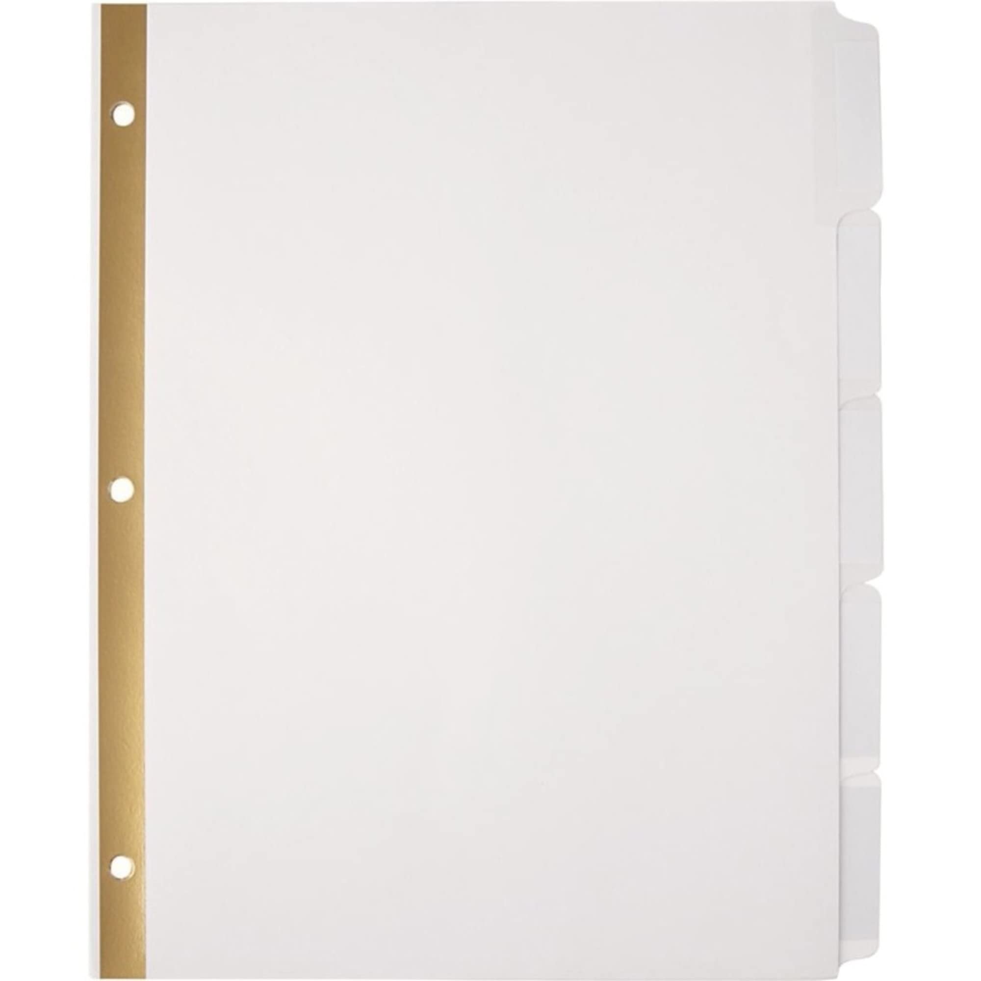 Office Depot Plain Dividers With Tabs And Labels, White, 5-Tab, Pack Of 25 Sets, 11353