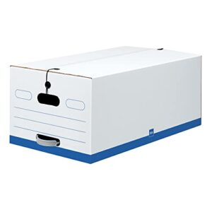 Office Depot® Brand Quick Set-Up Storage Boxes With String & Button Closure, Legal, 24" x 15" x 10", 60% Recycled, White/Blue, Pack Of 12