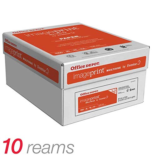 Office Depot ImagePrint FSC Certified Multiuse Paper by Domtar, 8 1/2in x 14in, 20 Lb, White, 500 Sheets Per Ream, Case