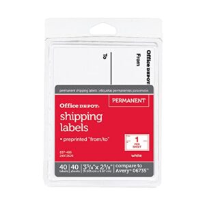 office depot white to/from shipping label pad, 3 3/4in. x 2 5/8in., pack of 40, od98806