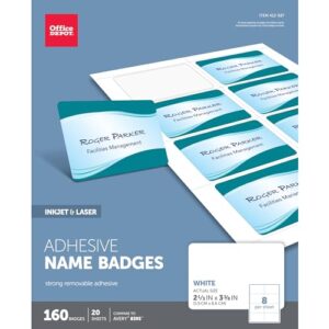 office depot name badge labels, 2 1/3in. x 3 3/8in., white, pack of 160, od98843