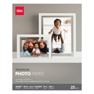 office depot premium photo paper, gloss, 8 1/2in. x 11in., 9 mil, pack of 25 sheets, 110720