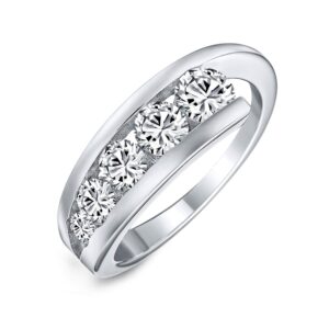 bling jewelry modern bride graduated cubic zirconia aaa cz statement anniversary wedding band ring for women .925 sterling silver