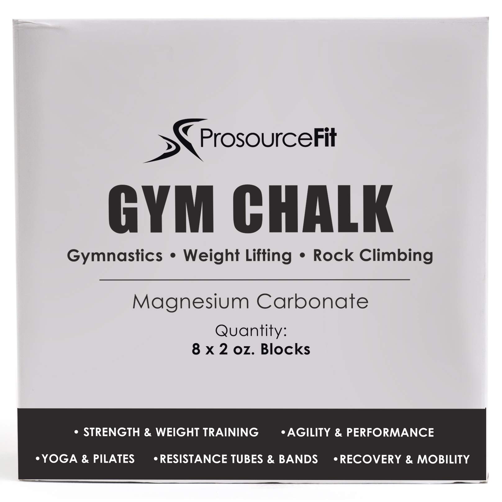 ProsourceFit Professional Grade Gym Chalk for Weightlifting, Gymnastics and Rock Climbing; Magnesium Carbonate; 1lb (8 Blocks)