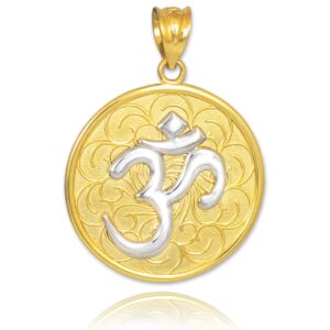 10k two tone gold om (aum) medallion pendant