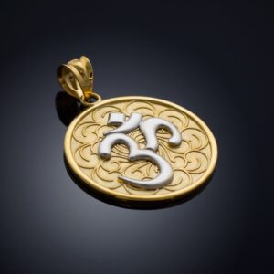 14k Two Tone Gold Om (Aum) Medallion Pendant