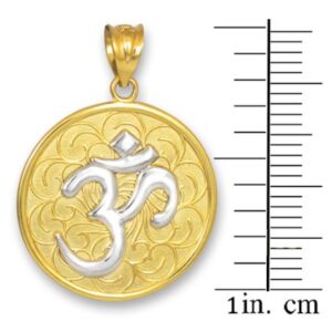 14k Two Tone Gold Om (Aum) Medallion Pendant