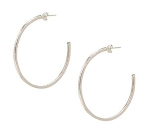 sheila fajl perfect square tube 1.75 inch lightweight hoop earrings in brushed finish silver plated