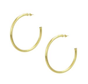 sheila fajl everybody's favorite large 2.5 inch tubular lightweight statement hoop earrings in brush gold plated