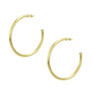 Sheila Fajl Everybody's Favorite Large 2.5 Inch Tubular Lightweight Statement Hoop Earrings in Brush Gold Plated