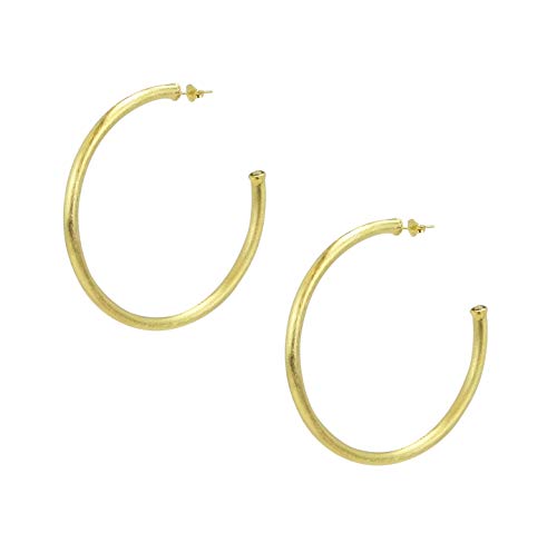 Sheila Fajl Everybody's Favorite Large 2.5 Inch Tubular Lightweight Statement Hoop Earrings in Brush Gold Plated