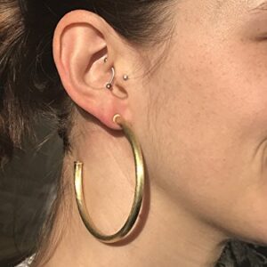 Sheila Fajl Everybody's Favorite Large 2.5 Inch Tubular Lightweight Statement Hoop Earrings in Brush Gold Plated