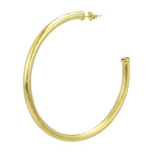 Sheila Fajl Everybody's Favorite Large 2.5 Inch Tubular Lightweight Statement Hoop Earrings in Brush Gold Plated