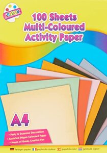 artbox a4 activity paper - assorted colours (pack of 100 sheets)