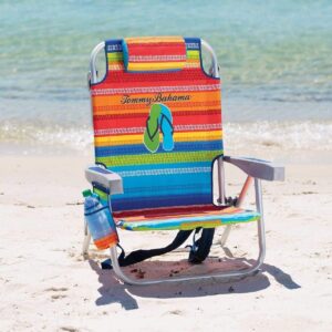 tommy bahama 2015 backpack cooler chair with storage pouch and towel bar- red/blue