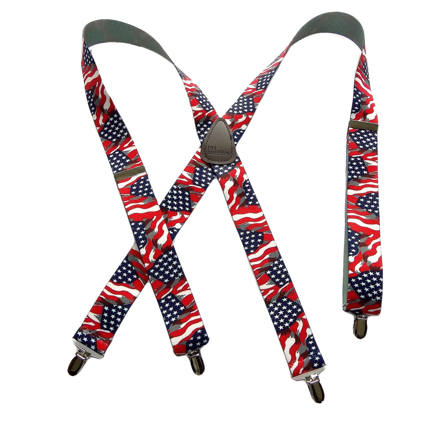 1 1/2" Wide Classic Series Stars & Stripes XS Holdups Suspenders for Men in X-back style w/USA Patented No-slip® Silver Clips