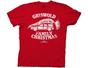 ripple junction national lampoon's christmas vacation adult unisex griswold fam xmas light weight 100% cotton crew t-shirt xl red