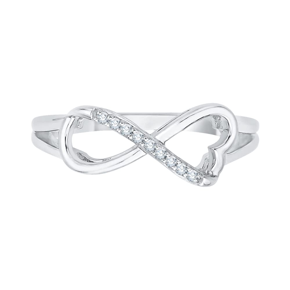 KATARINA Heart Shaped Infinity Diamond Ring in Sterling Silver (1/20 cttw, J-K, I1-I2) (Size-7.5)