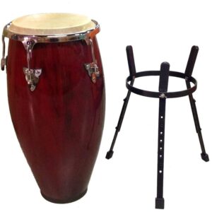 conga drum 11" + stand - red wine -world percussion new!